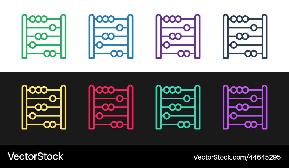 Set line abacus icon isolated on black and white Vector Image