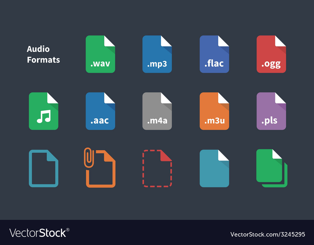 Set Of Audio File Extension Icons Royalty Free Vector Image