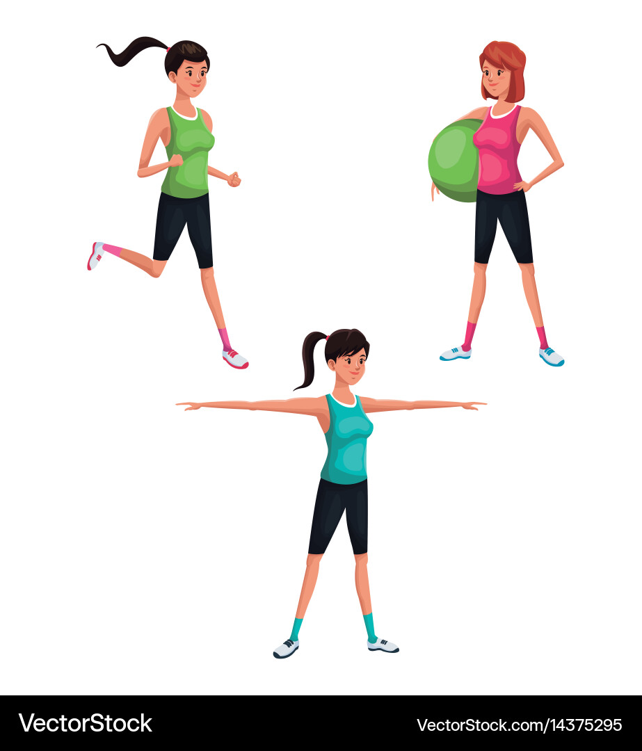 Set woman sports training Royalty Free Vector Image