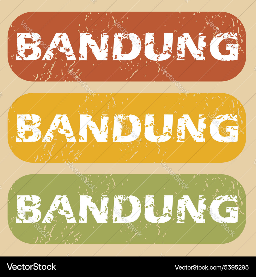 Vintage Bandung stamp set Royalty Free Vector Image