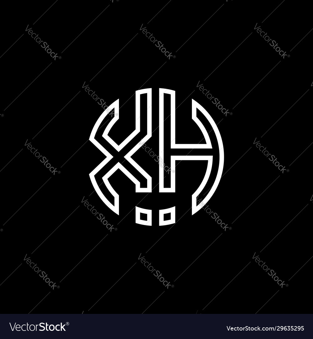 Xh monogram logo circle ribbon style outline Vector Image
