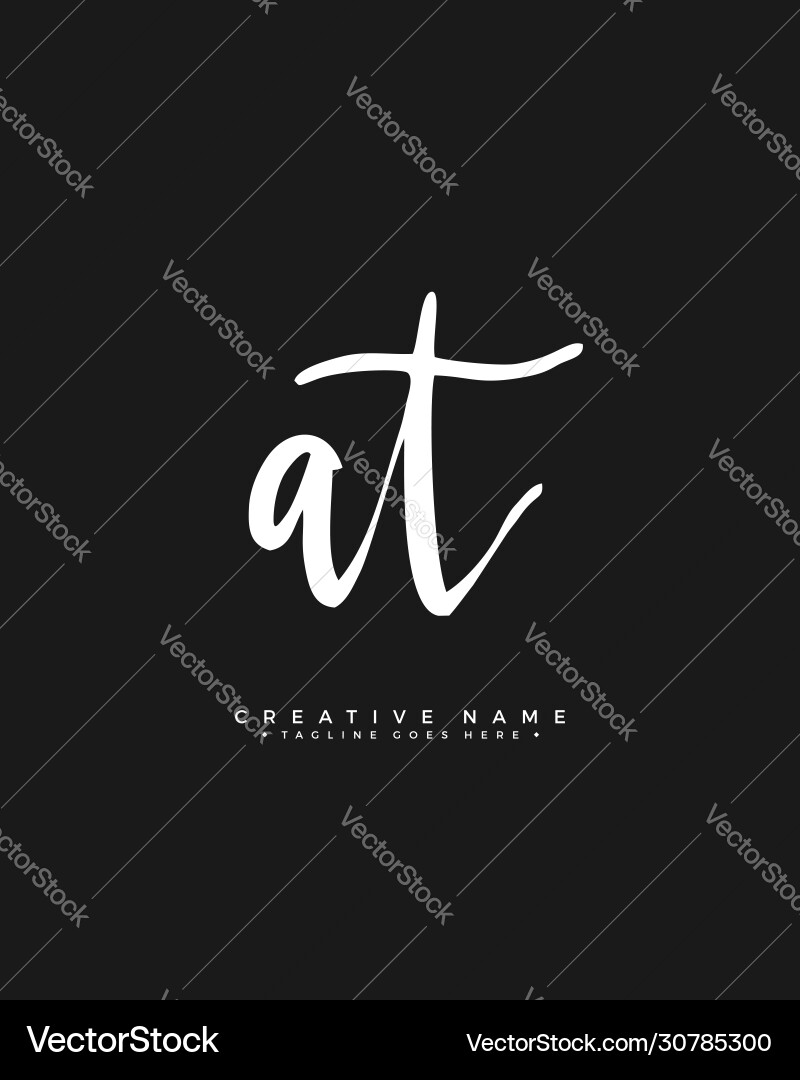 A t at initial logo signature handwriting Vector Image