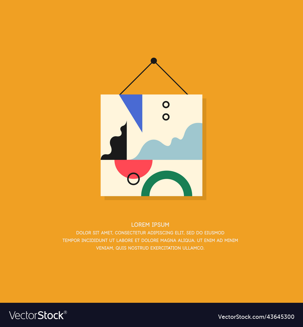 Abstract painting of simple shapes in a flat style