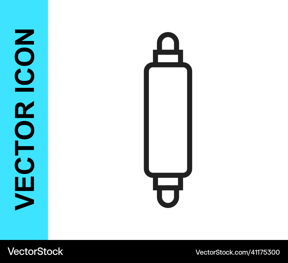 Black line rolling pin icon isolated on white Vector Image