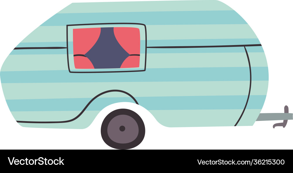 Blue and striped camper trailer design Royalty Free Vector