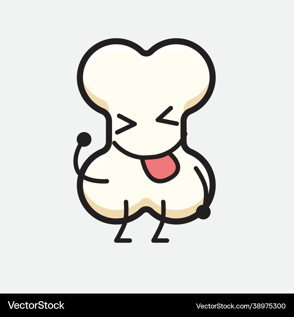 Bone character with cute face and simple body Vector Image