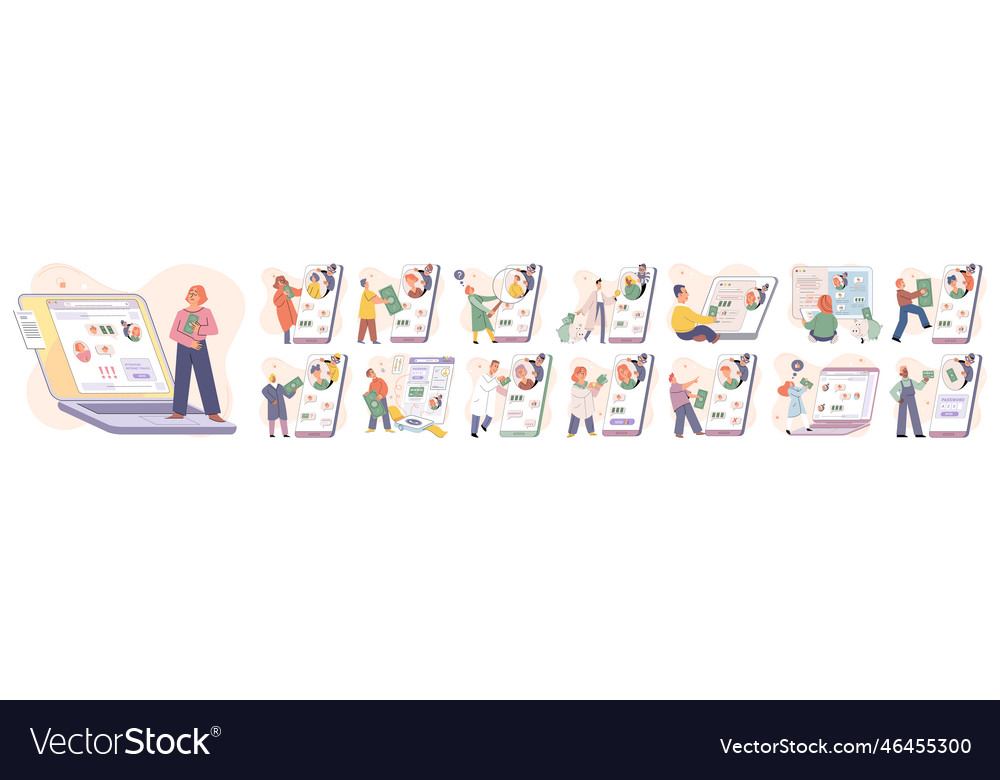 Hacker activity big set hacking computer Vector Image