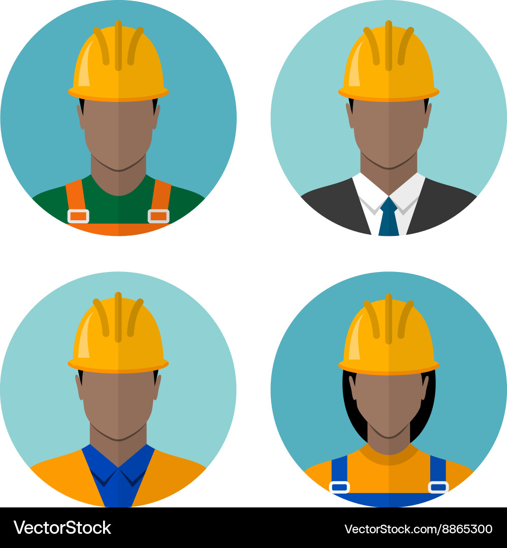 Set of builders avatars Royalty Free Vector Image