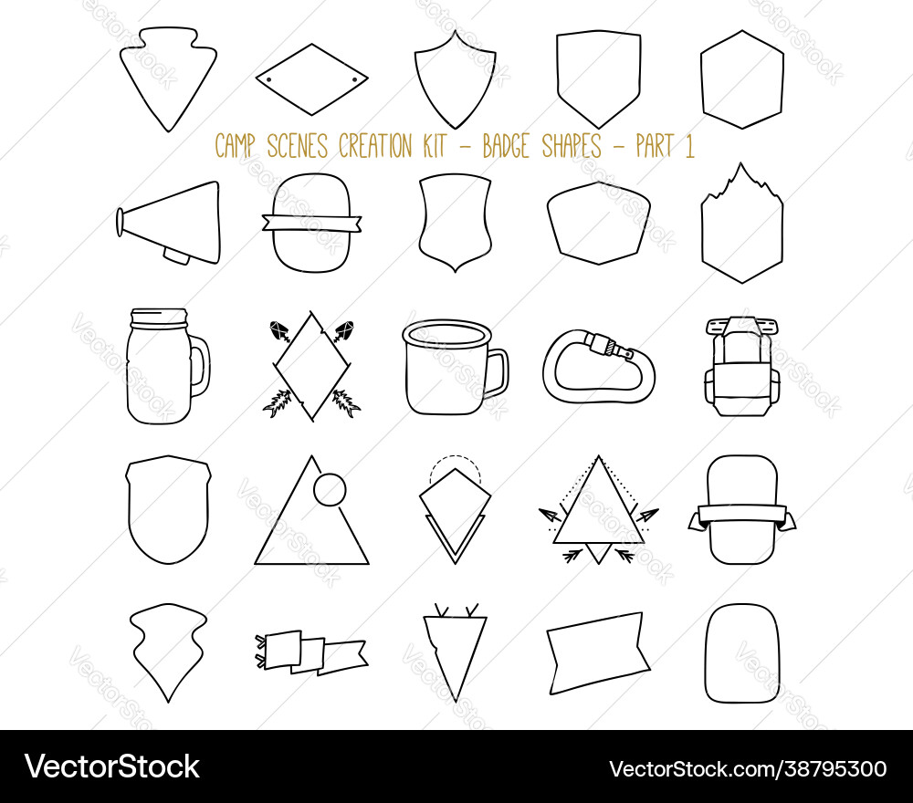 Set outline badge shapes Royalty Free Vector Image