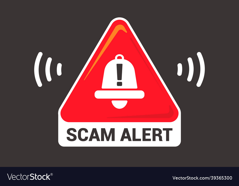 Triangular emblem caution scam Royalty Free Vector Image