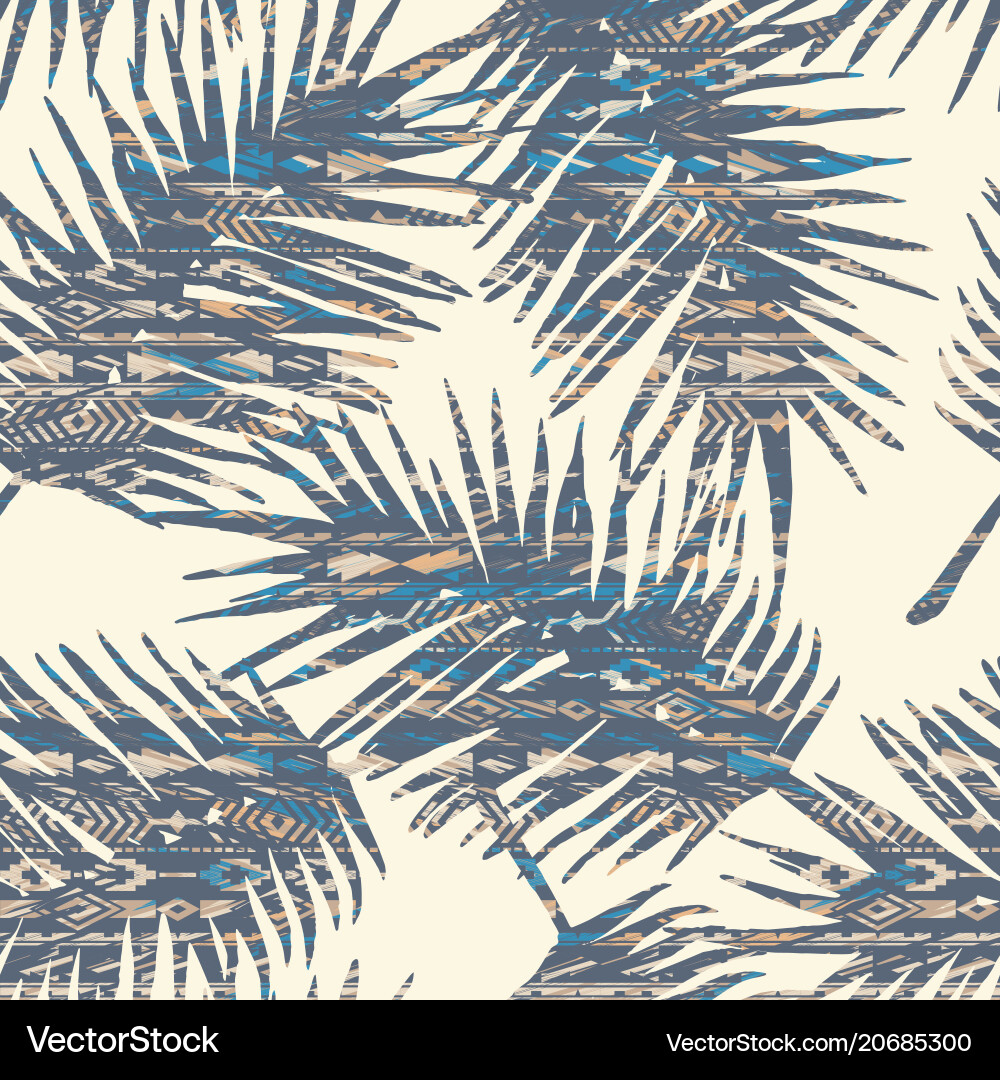 Tribal ethnic seamless pattern with palm leaves Vector Image