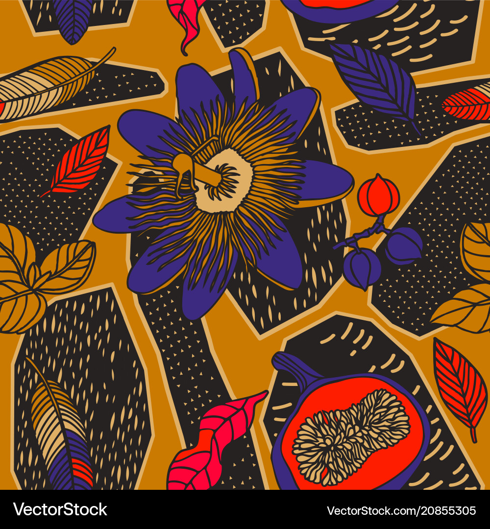 Bright tropical background with exotic flowers Vector Image
