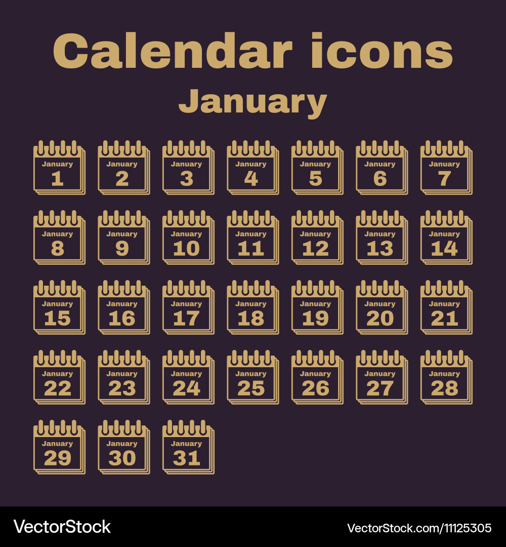 Calendar icon january symbol flat Royalty Free Vector Image