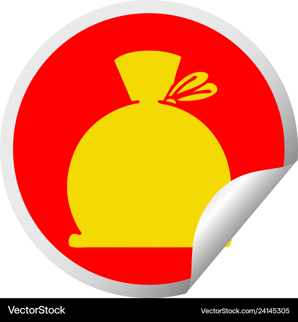 Circular peeling sticker cartoon bag Royalty Free Vector