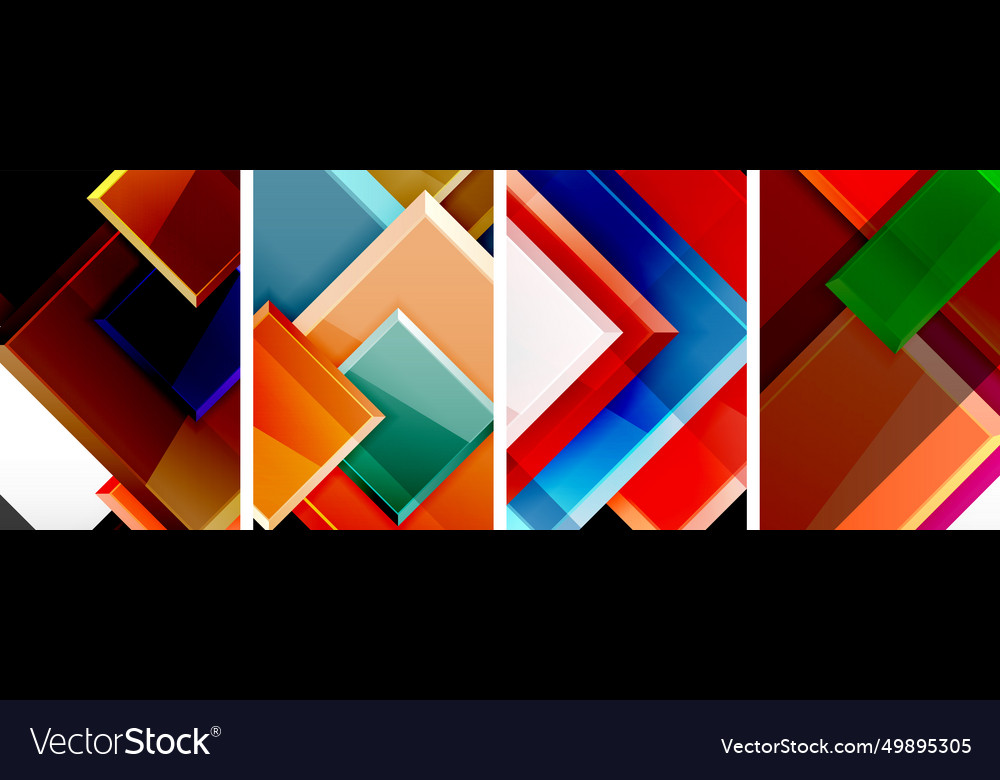 Color glass glossy square composition poster set Vector Image