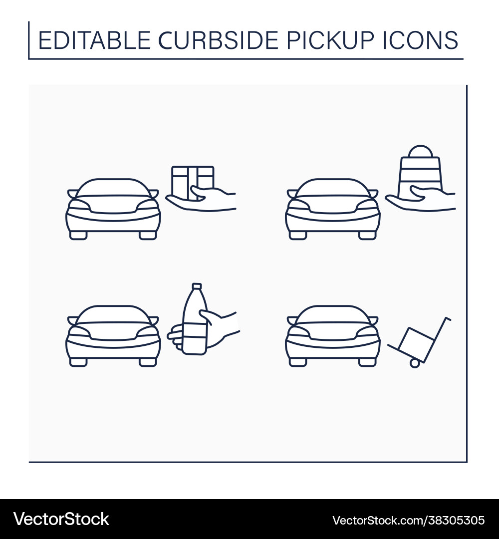 Curbside pickup line icons set Royalty Free Vector Image