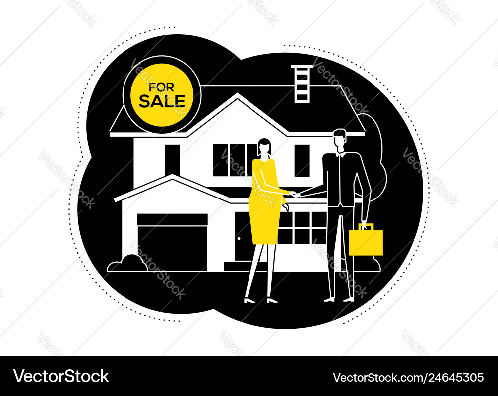 House for sale - flat design style Royalty Free Vector Image