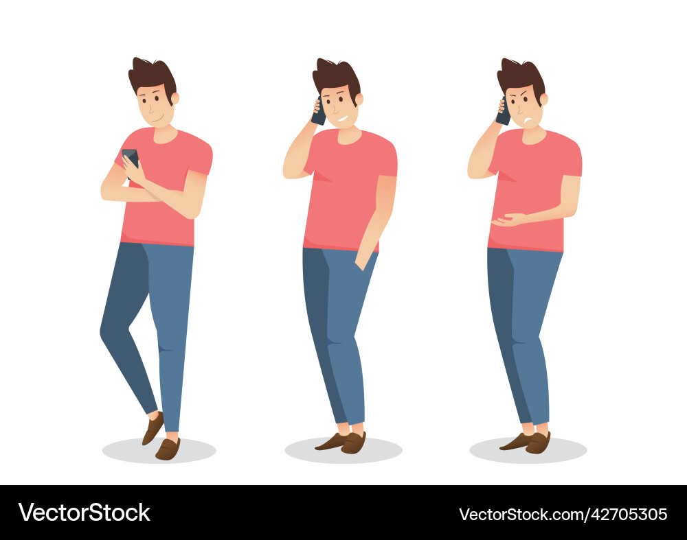Man is talking on the phone with different Vector Image