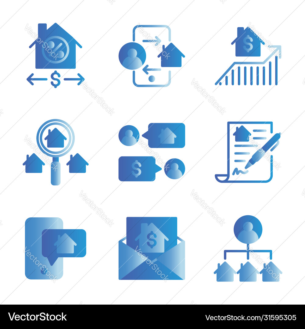 Marketing real estate icon set include Royalty Free Vector