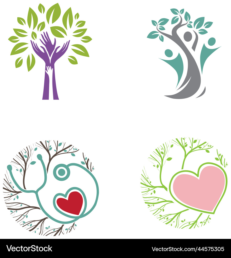 Medicine pediatric social different logo set Vector Image