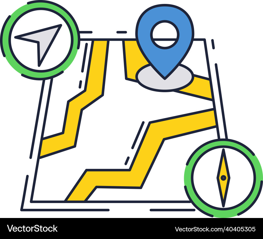Navigation icon gps map with road pin Royalty Free Vector