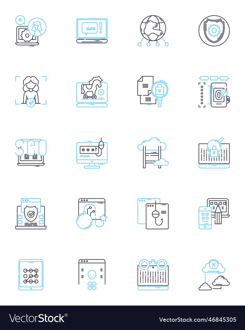 Online Security Linear Icons Set Encryption Vector Image