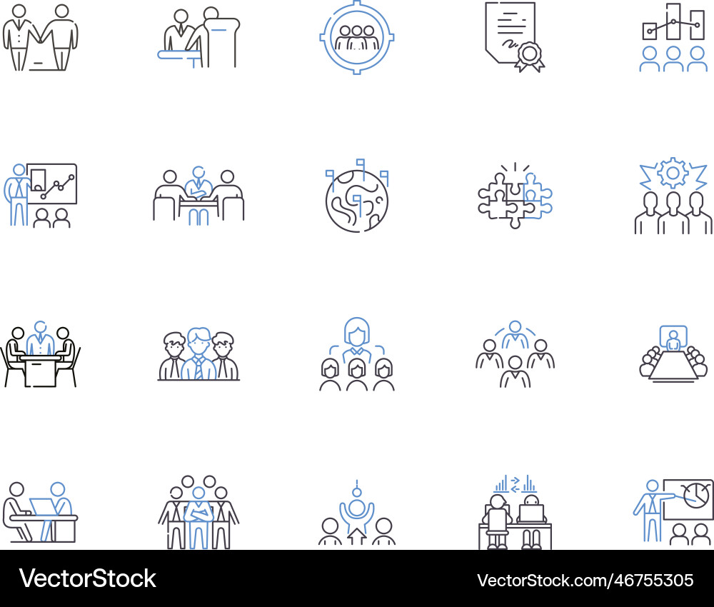 Partnership outline icons collection Royalty Free Vector