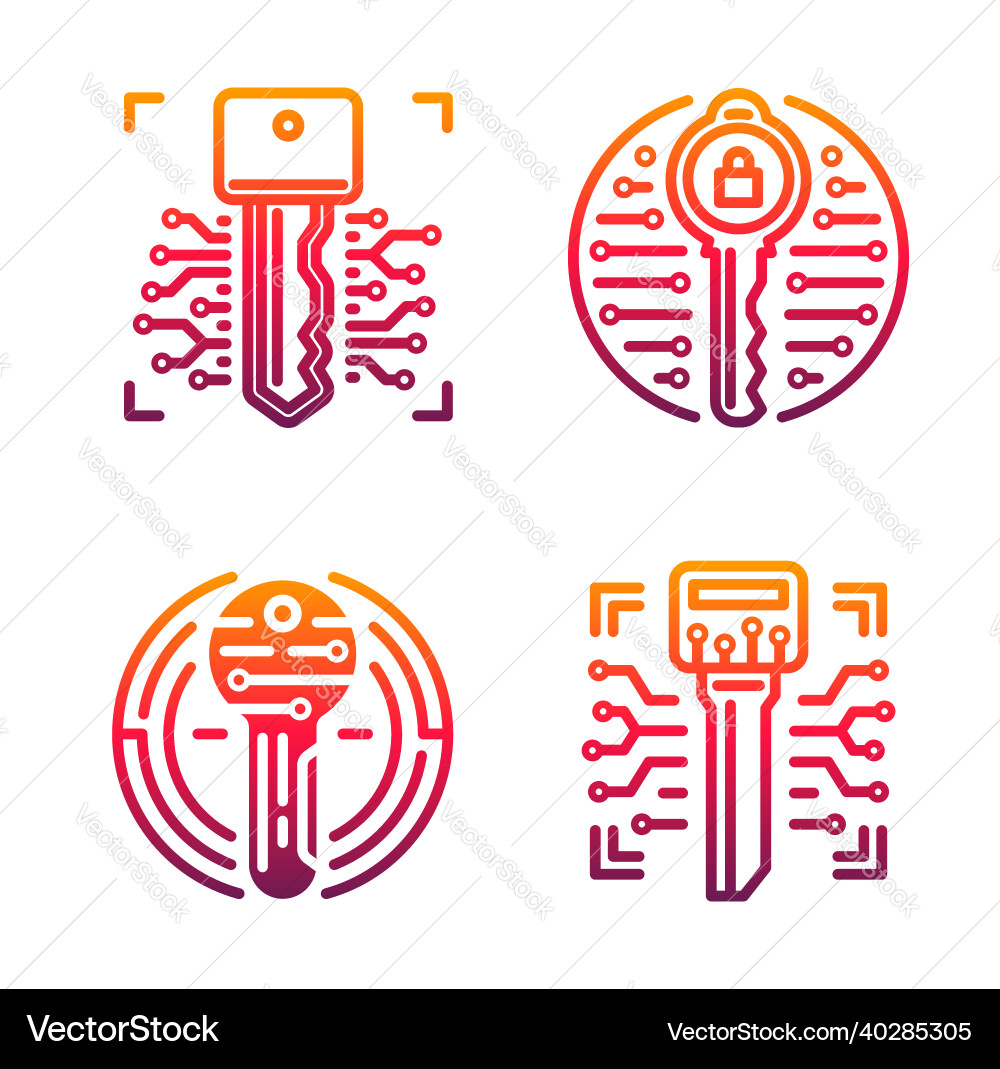 Security key icons of cybersecurity Royalty Free Vector