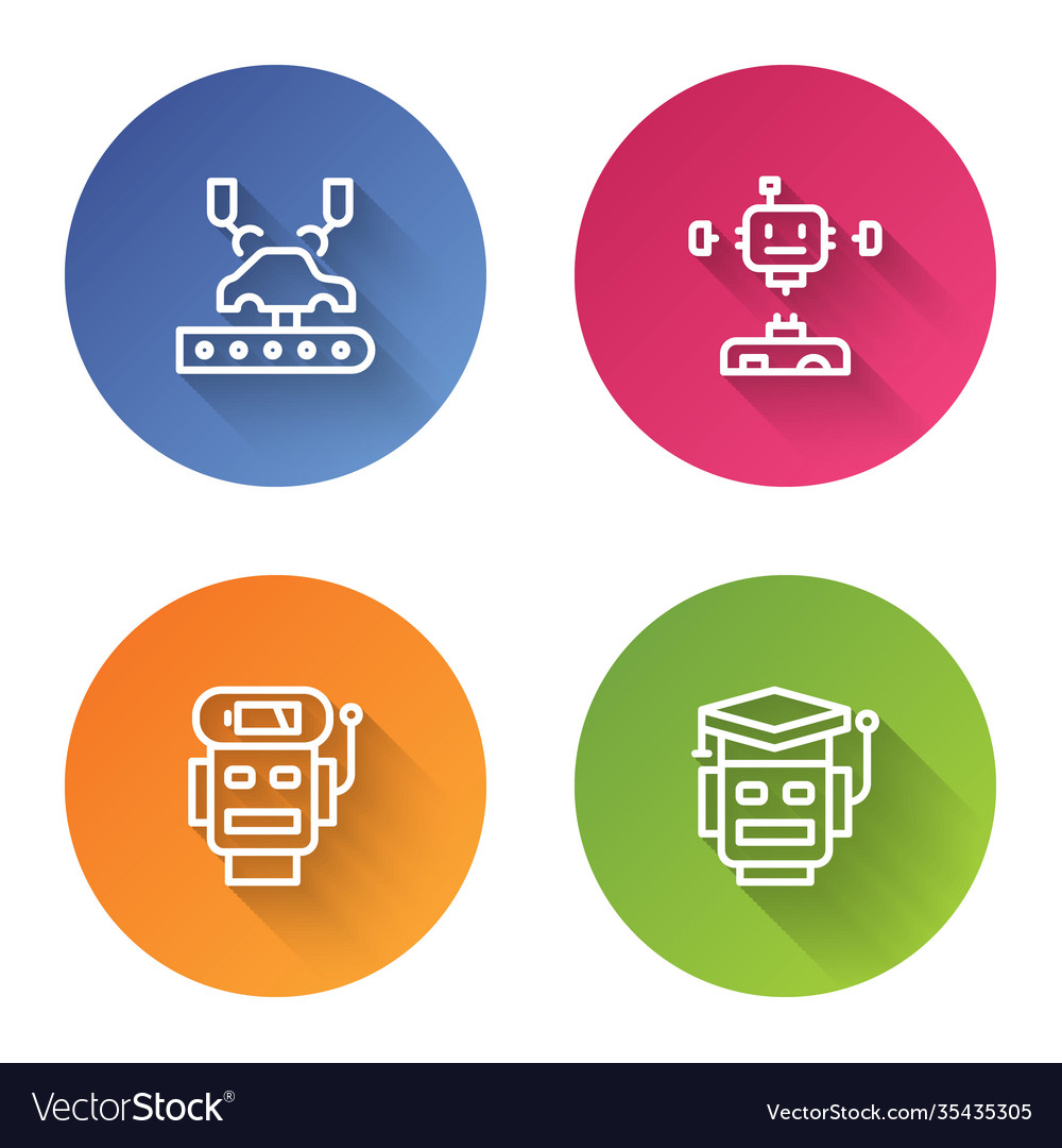 Set line robotic robot arm on factory Royalty Free Vector Set line robotic robot arm on factory Royalty Free Vector