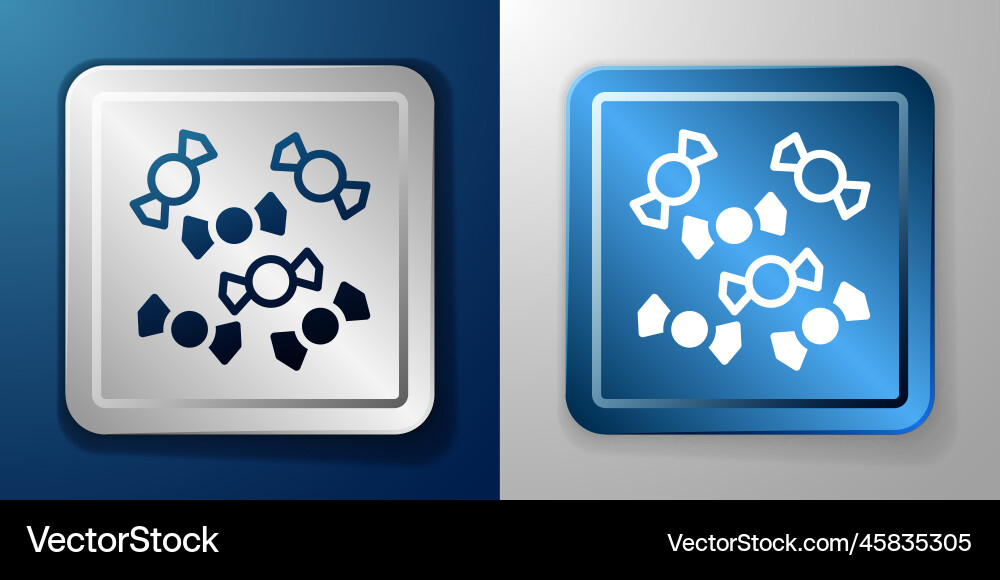 White candy icon isolated on blue and grey Vector Image