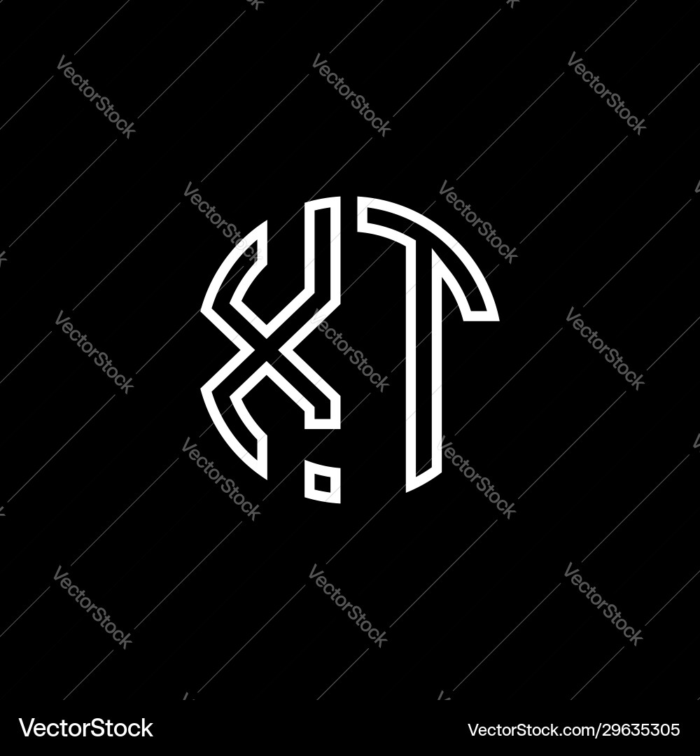 Xt monogram logo circle ribbon style outline Vector Image