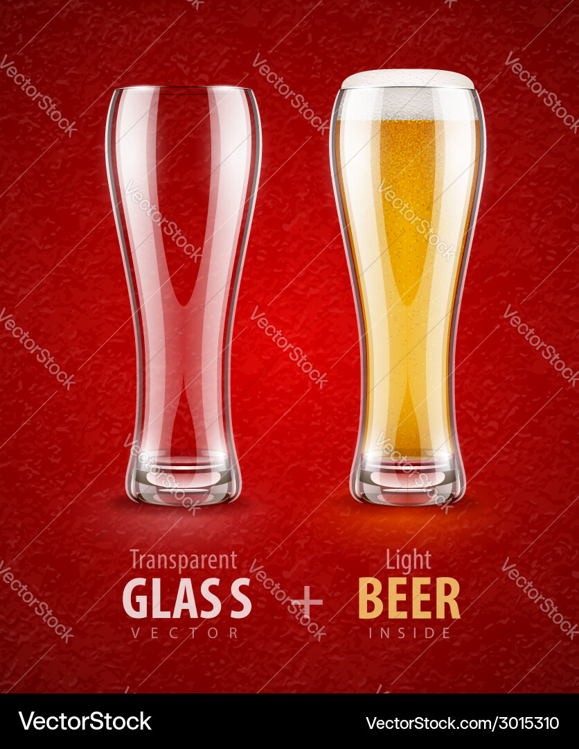 Beer in glass and empty Royalty Free Vector Image