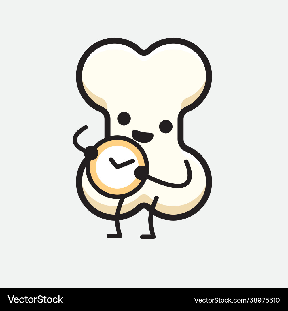 Bone character with cute face and simple body Vector Image