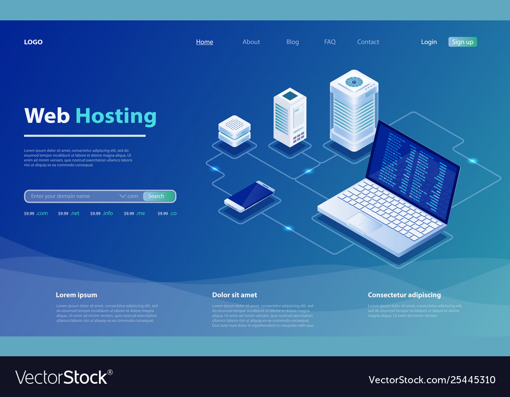 Concept server hosting big data flow processing Vector Image