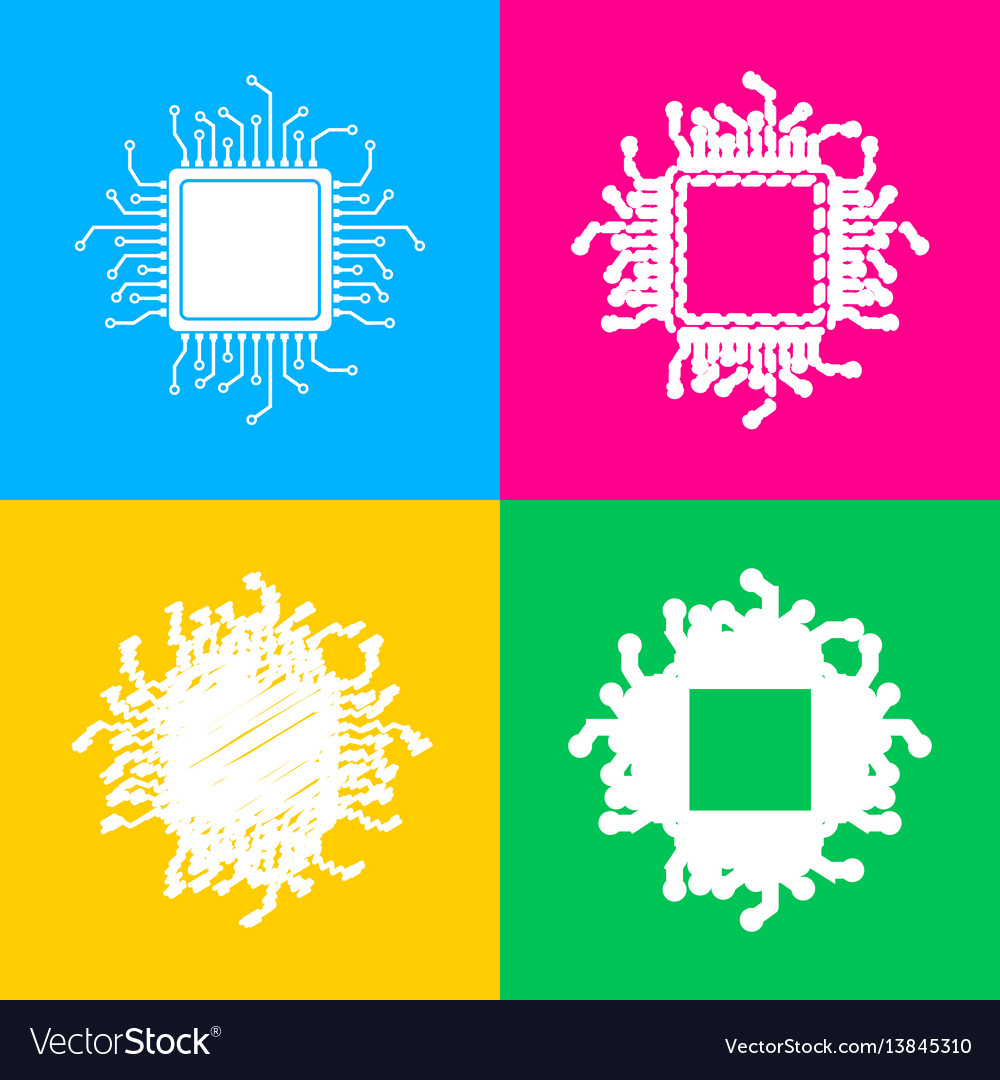 Cpu microprocessor four styles Royalty Free Vector Image