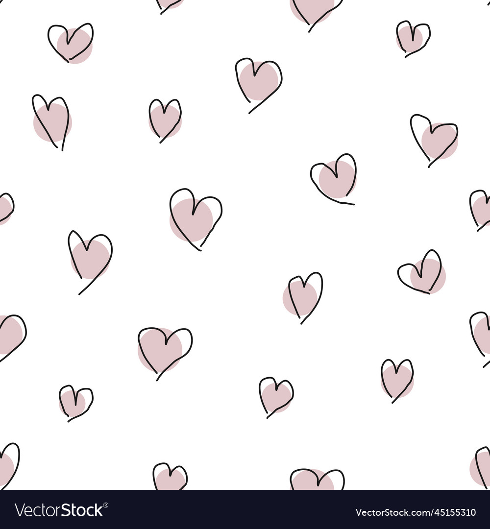 Cute hand drawn doodle pink hearts seamless Vector Image Cute hand drawn doodle pink hearts seamless Vector Image
