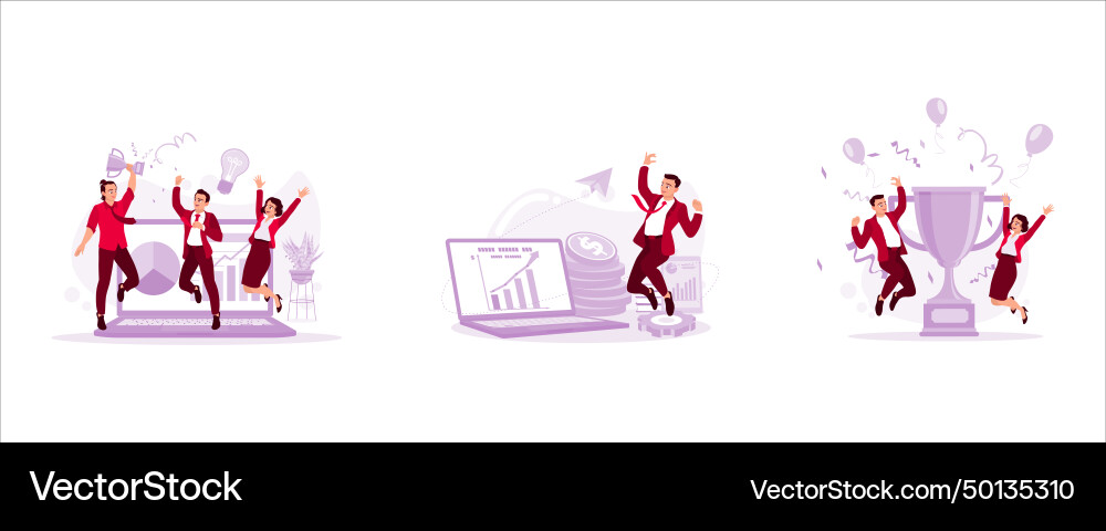 Group of creative young people celebrating Vector Image