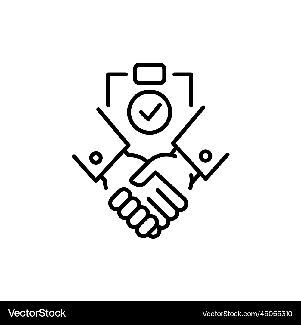 Handshake line icon business crowdfunding Vector Image