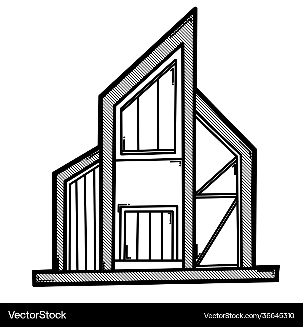 House building doodle icon drawing sketch hand Vector Image