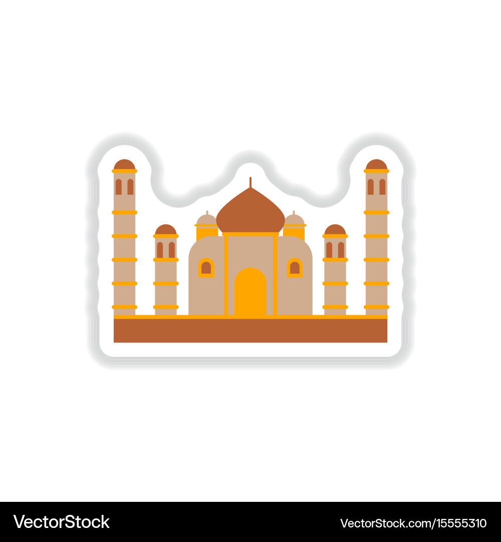 In paper sticker style taj Royalty Free Vector Image