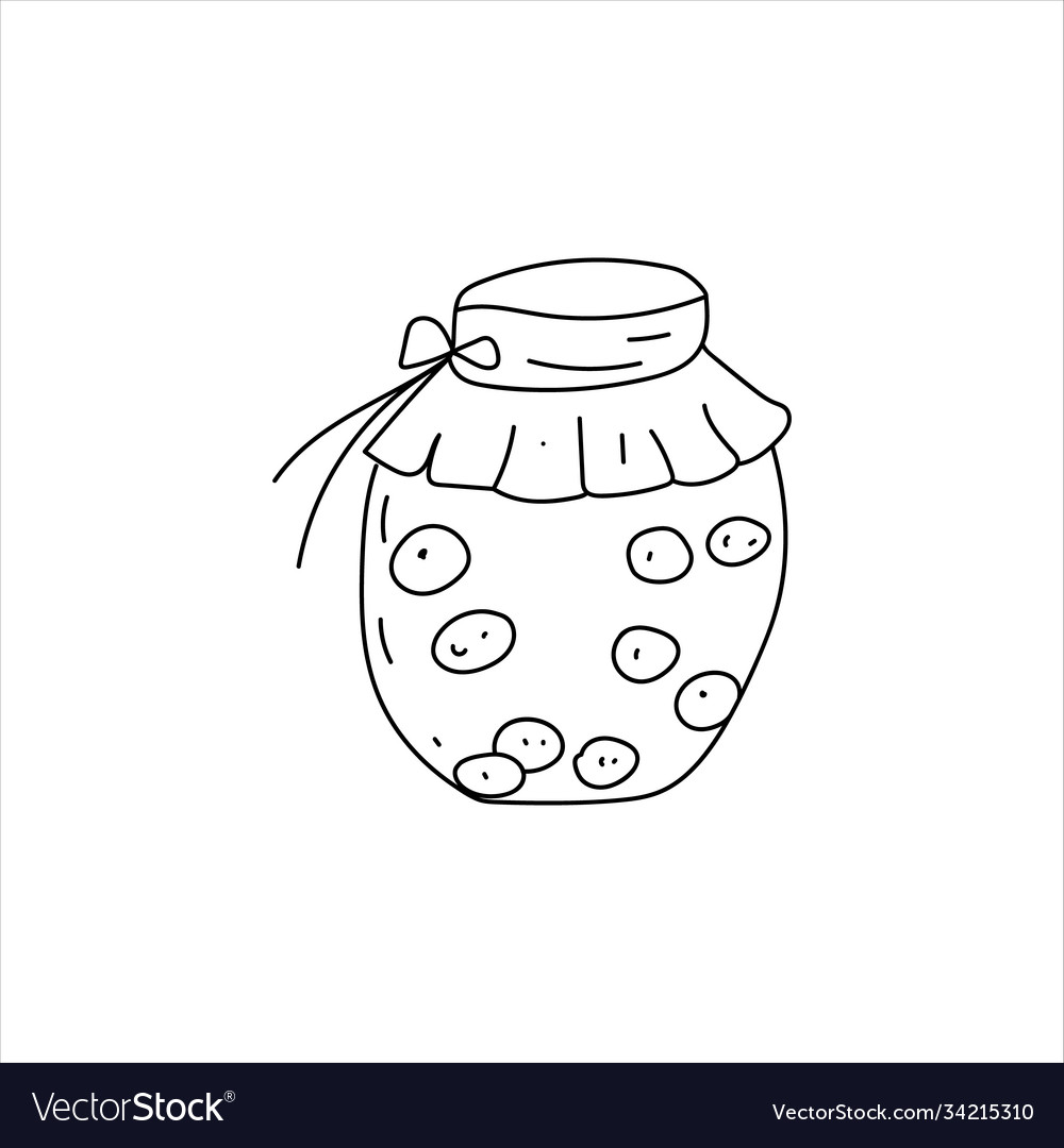 Jam jar doodle element simple hand drawn Vector Image