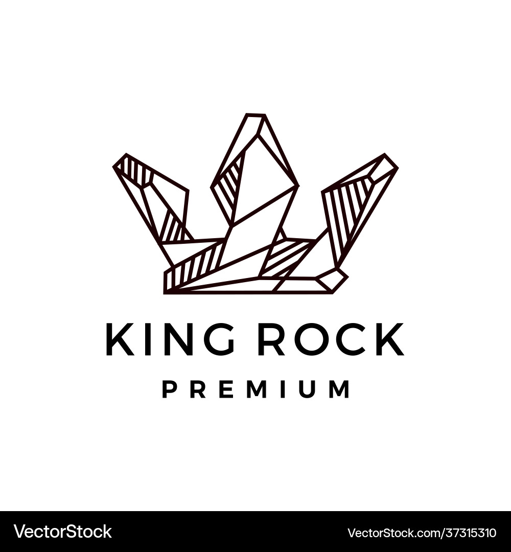 King crown rock stone logo icon Royalty Free Vector Image