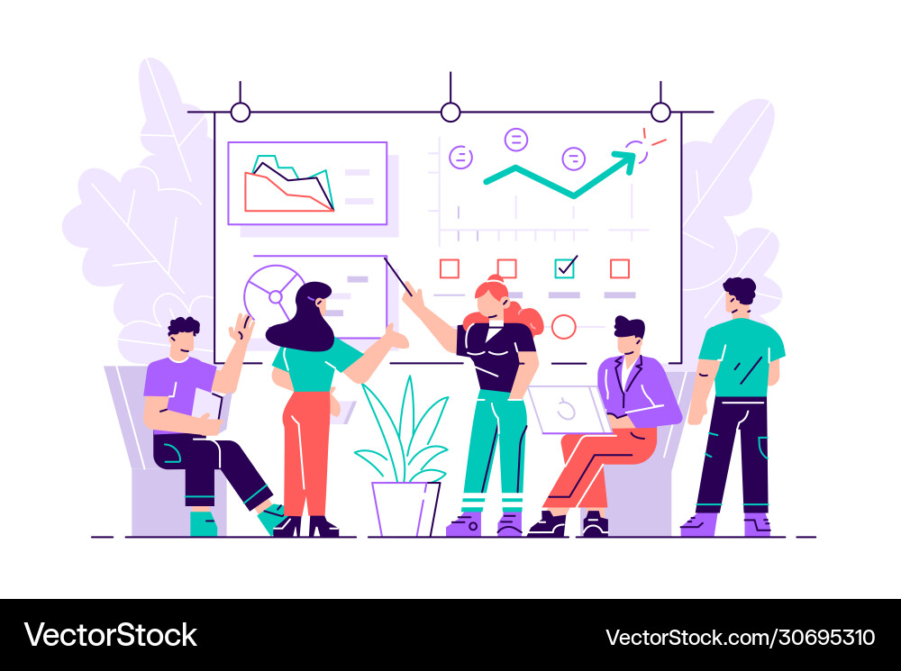 Manager employee presenting new business strategy Vector Image