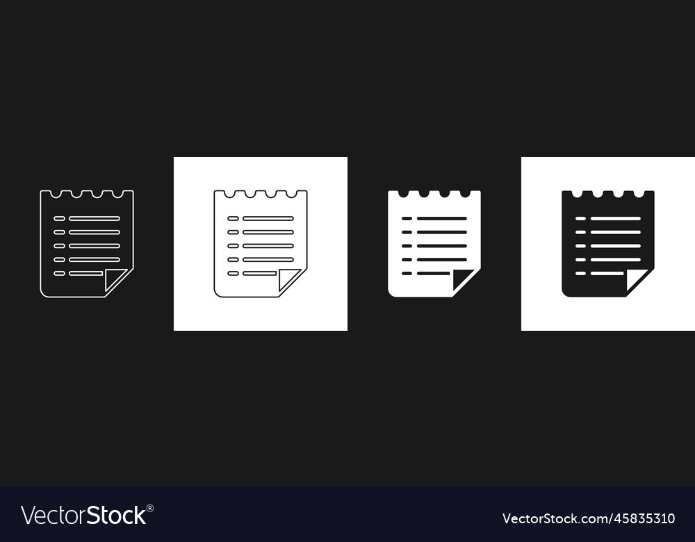 Set wish list template icon isolated on black Vector Image