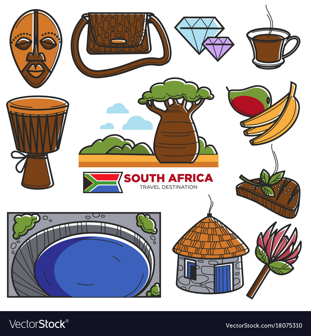 South africa travel tourism landmarks and african Vector Image