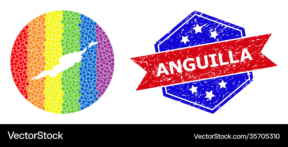 Spectral pixel map anguilla islands collage Vector Image
