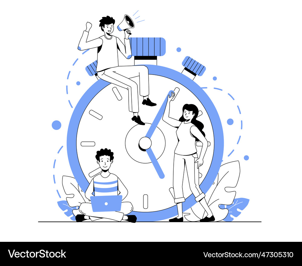 Time management and schedule in line style Vector Image