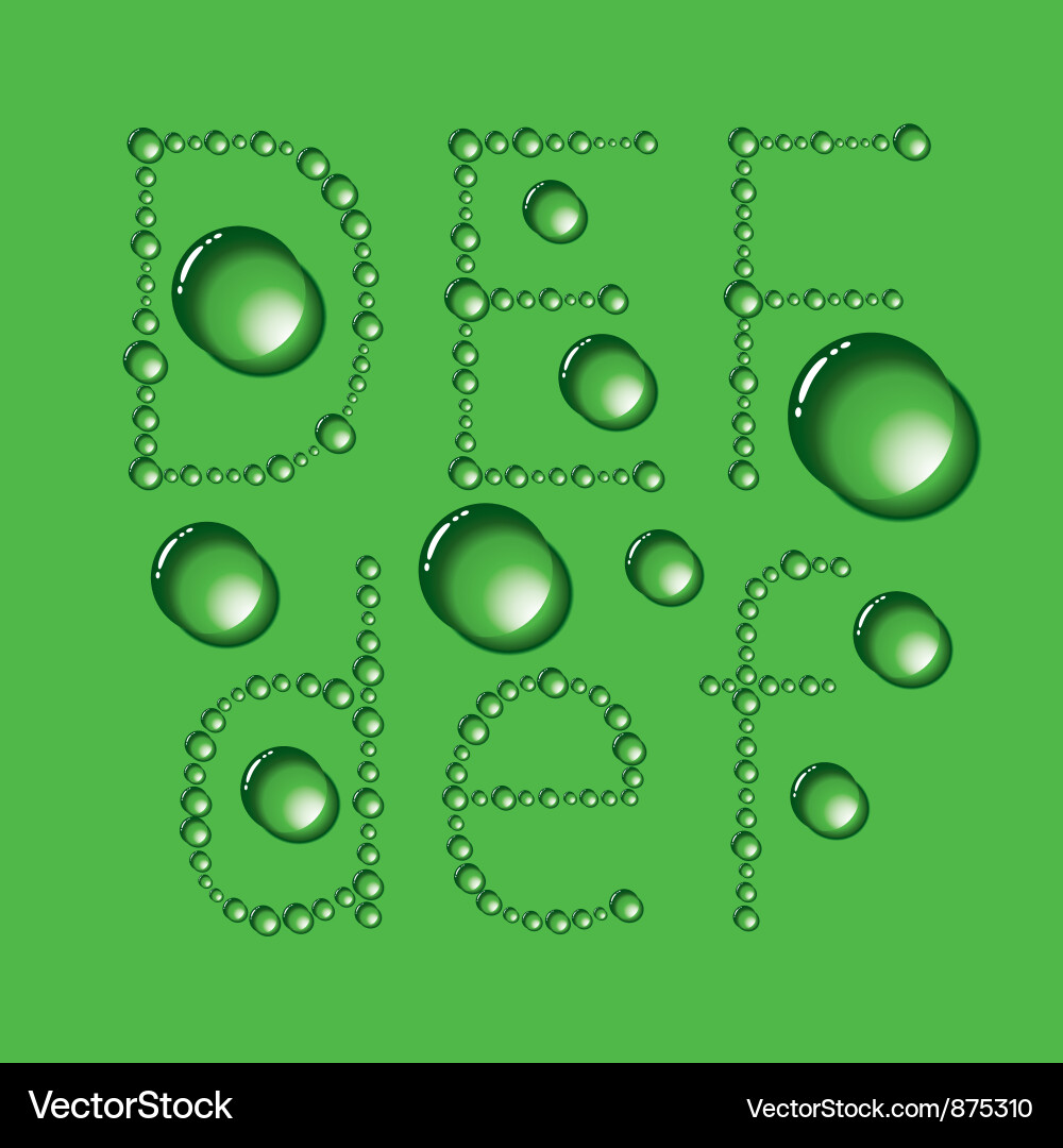 Water drop letters on green new 02 Royalty Free Vector Image