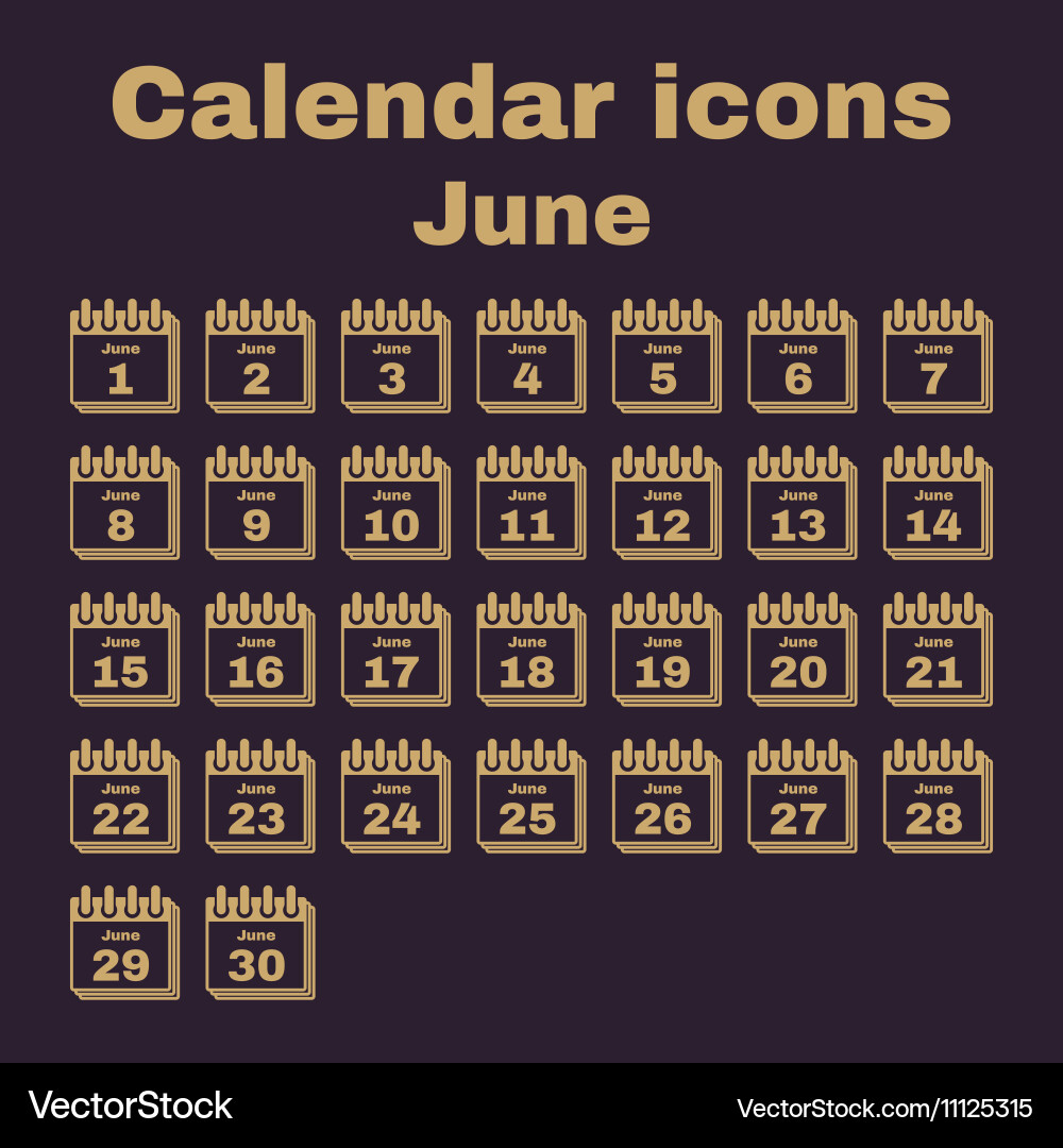 Calendar icon june symbol flat Royalty Free Vector Image