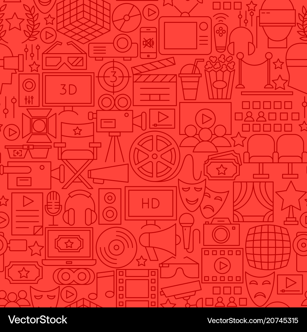 Cinema movie line seamless pattern Royalty Free Vector Image